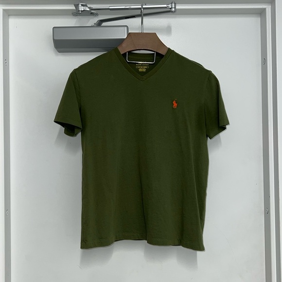 Polo Ralph Lauren | Shirts | Polo Ralph Lauren Mens Small Army Green Vneck Tshirt Worange Horse ...